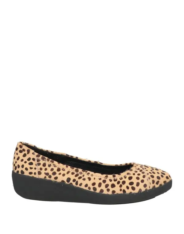 Fitflop Ballet Flats In Calf Hair With Animal Print - Beige