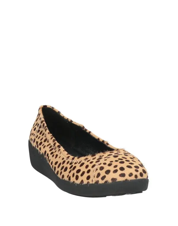 Fitflop Ballet Flats In Calf Hair With Animal Print - Beige