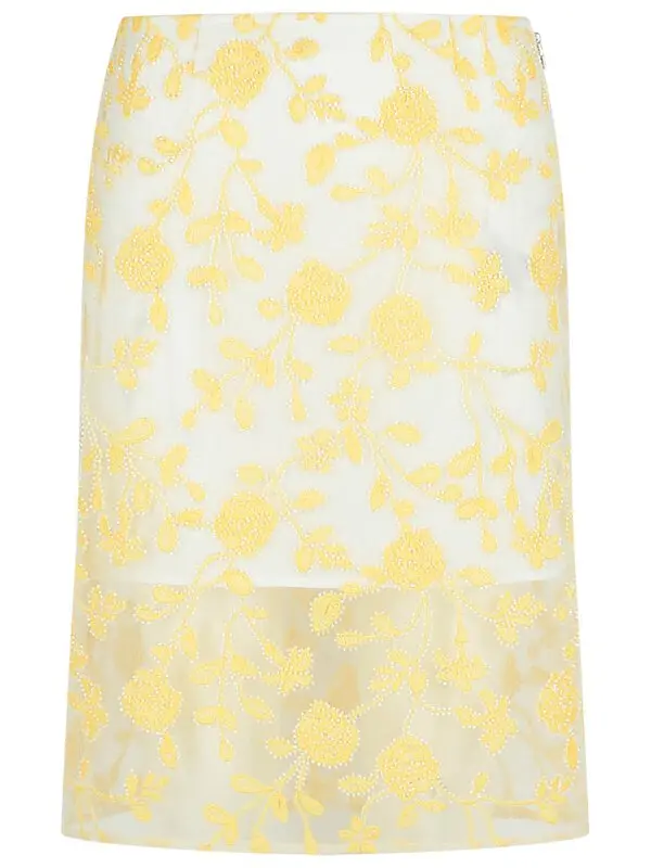 1001 Pencil Flower' Polyester Skirt - Yellow