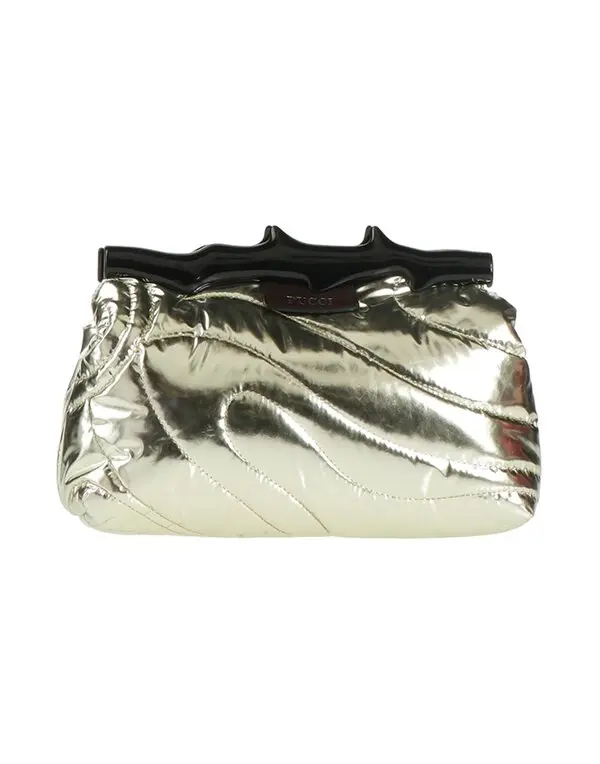 Emilio Pucci Textile Clutch With Leather Trims - Gold