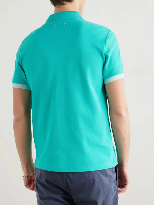 Vilebrequin Slim-fit Logo-embroidered Organic Cotton-piqué Polo Shirt - Blue