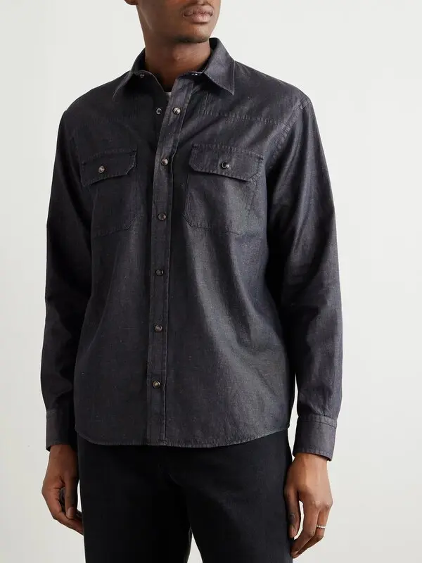 Zegna Slim-fit Cotton And Linen-blend Twill Shirt