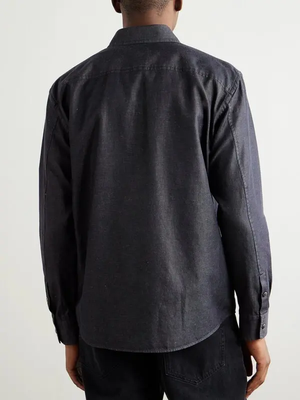 Zegna Slim-fit Cotton And Linen-blend Twill Shirt
