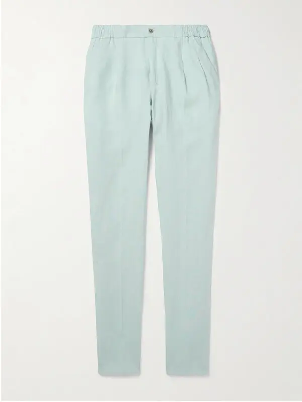Rubinacci Straight-leg Linen Drawstring Trousers