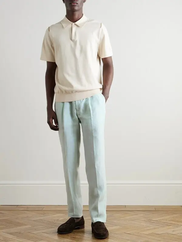Rubinacci Straight-leg Linen Drawstring Trousers