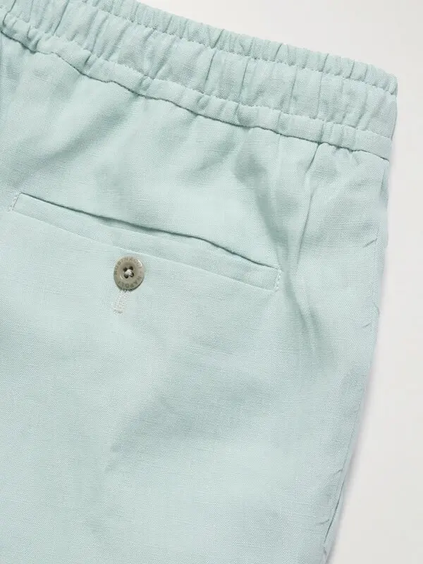 Rubinacci Straight-leg Linen Drawstring Trousers