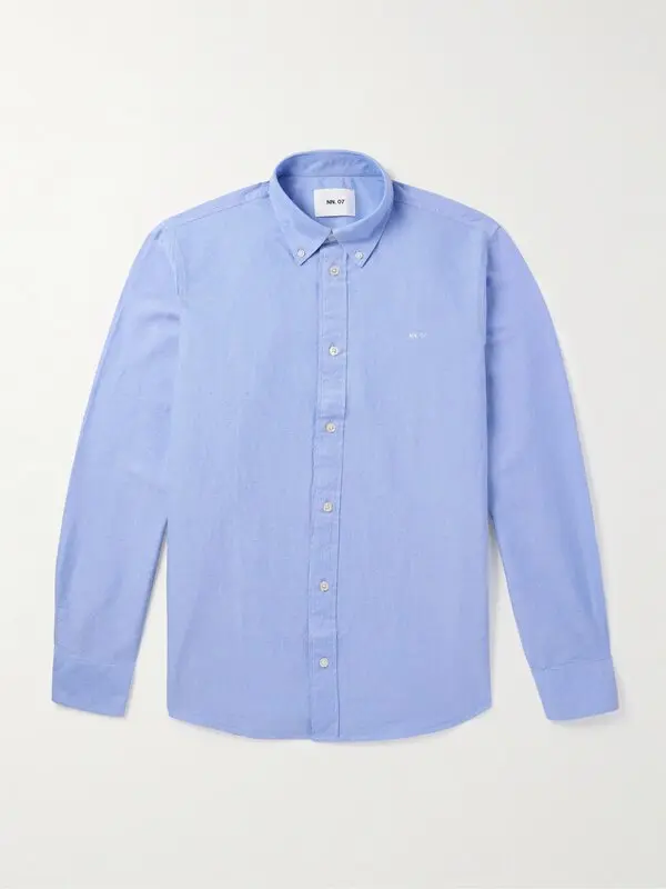 Nn07 Colby 5910 Button-down Collar Organic Cotton Oxford Shirt - Blue