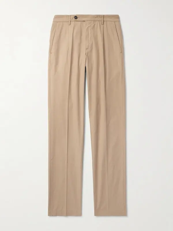 Massimo Alba Slim-fit Straight-leg Pleated Trousers - Brown