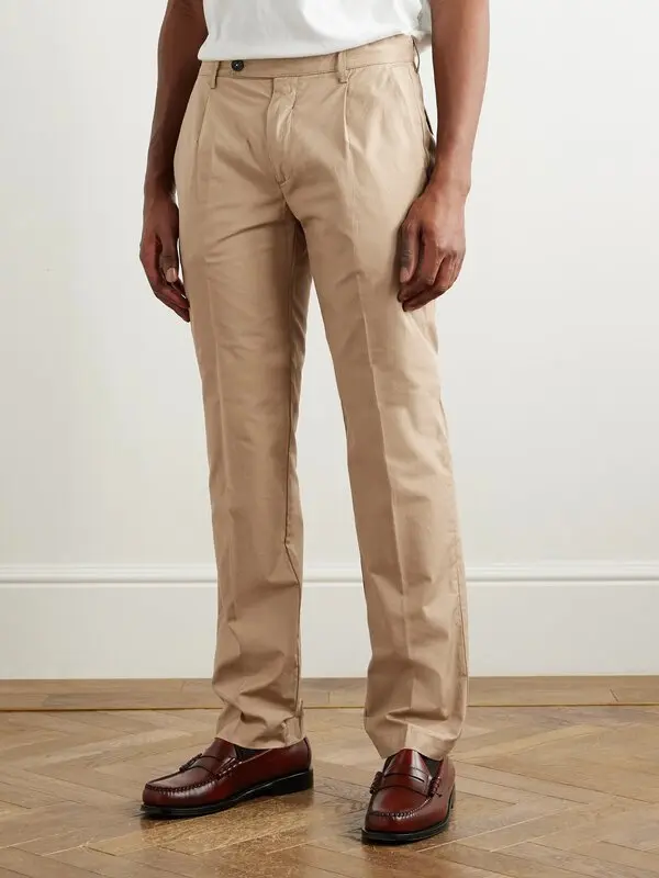 Massimo Alba Slim-fit Straight-leg Pleated Trousers - Brown