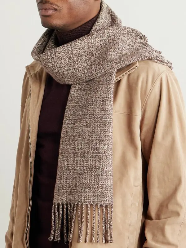 Loro Piana Fringed Cashmere-tweed Scarf