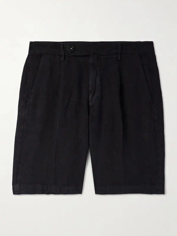 Massimo Alba Alaccia Straight-leg Pleated Linen Shorts