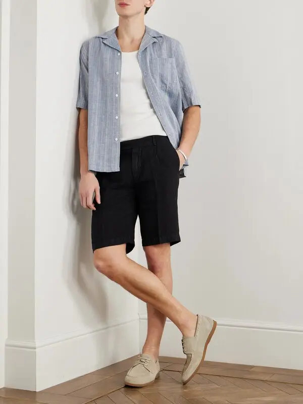 Massimo Alba Alaccia Straight-leg Pleated Linen Shorts