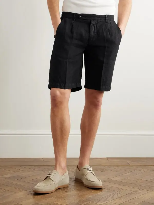 Massimo Alba Alaccia Straight-leg Pleated Linen Shorts