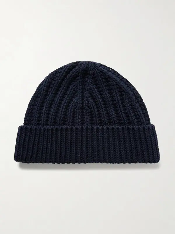 Loro Piana Moltrasio Ribbed Cotton Beanie - Blue