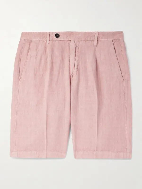 Massimo Alba Alaccia Straight-leg Pleated Linen Shorts