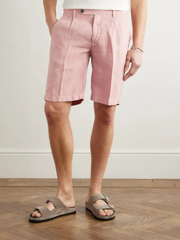 Massimo Alba Alaccia Straight-leg Pleated Linen Shorts