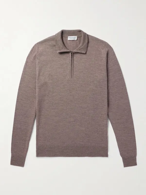John Smedley Tapton Slim-fit Merino Wool Half-zip Sweater - Neutrals
