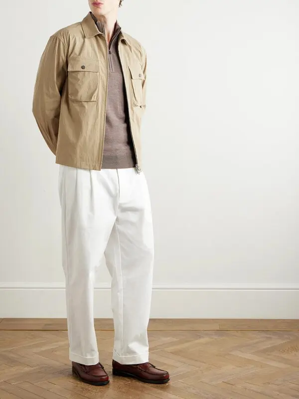John Smedley Tapton Slim-fit Merino Wool Half-zip Sweater - Neutrals