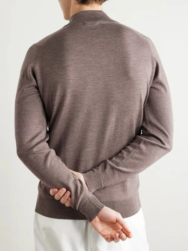 John Smedley Tapton Slim-fit Merino Wool Half-zip Sweater - Neutrals