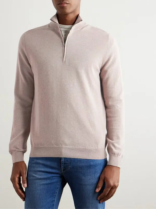 SLOWEAR Zanone Slim-fit Cotton Zip-up Sweater