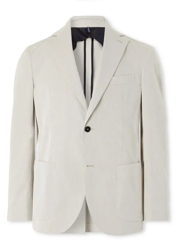 Incotex Slim-fit Striped Cotton Suit Jacket - Neutrals