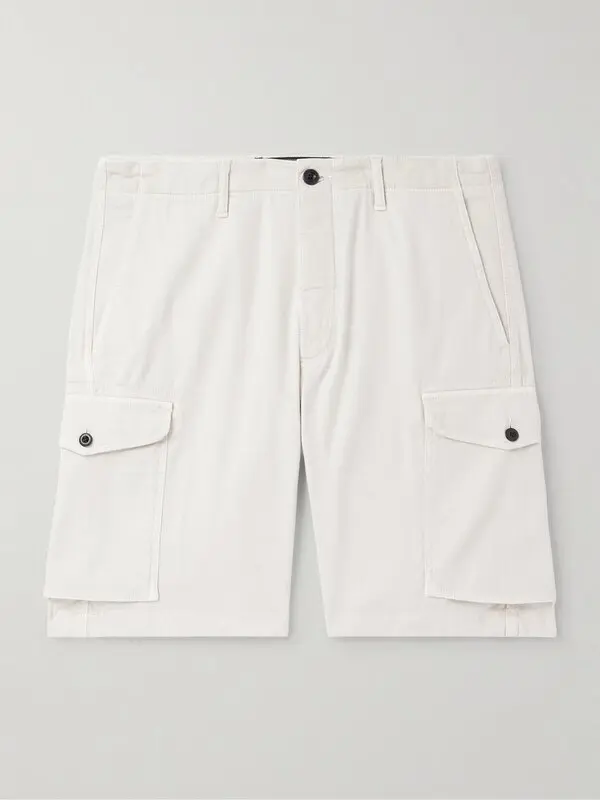 SLOWEAR Straight-leg Textured Cotton-blend Cargo Shorts