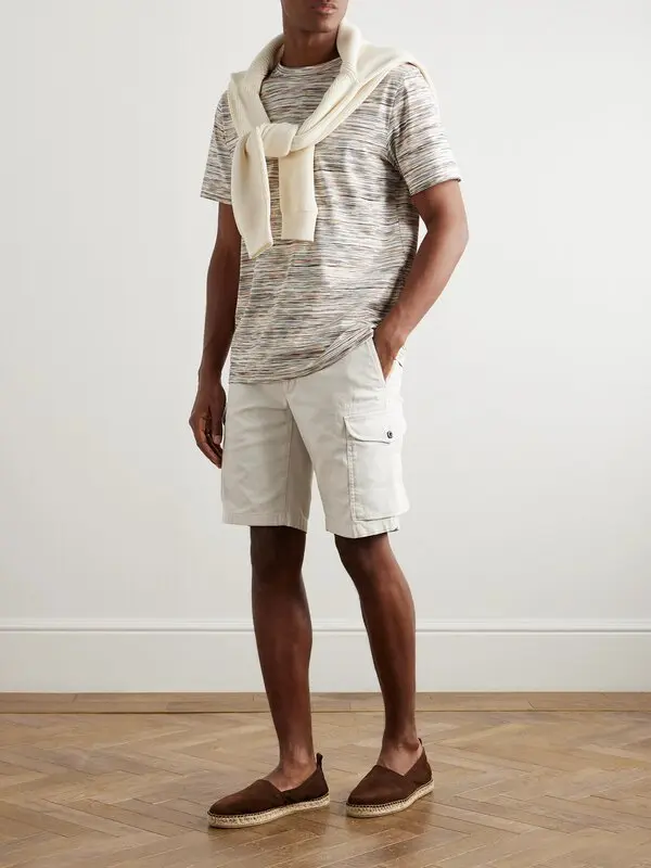SLOWEAR Straight-leg Textured Cotton-blend Cargo Shorts
