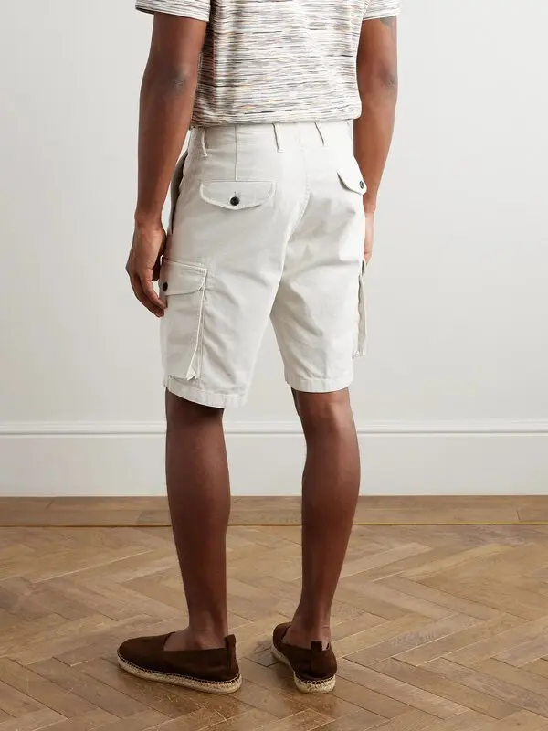 SLOWEAR Straight-leg Textured Cotton-blend Cargo Shorts