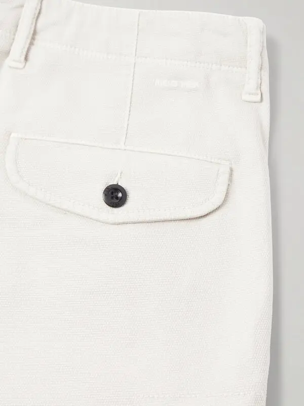 SLOWEAR Straight-leg Textured Cotton-blend Cargo Shorts
