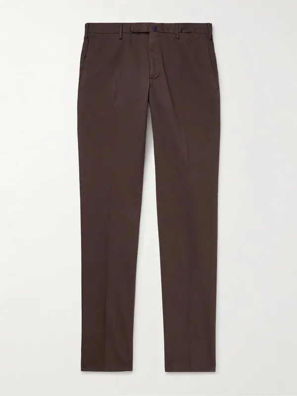 SLOWEAR Venezia 1951 Straight-leg Stretch-cotton Twill Trousers - Brown