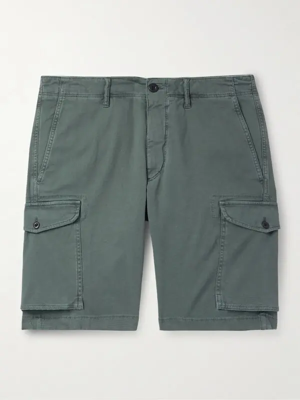 SLOWEAR Straight-leg Textured Cotton-blend Cargo Shorts
