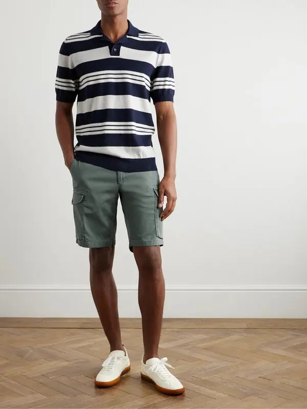 SLOWEAR Straight-leg Textured Cotton-blend Cargo Shorts