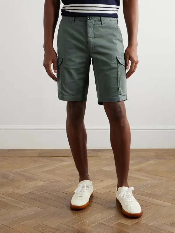 SLOWEAR Straight-leg Textured Cotton-blend Cargo Shorts
