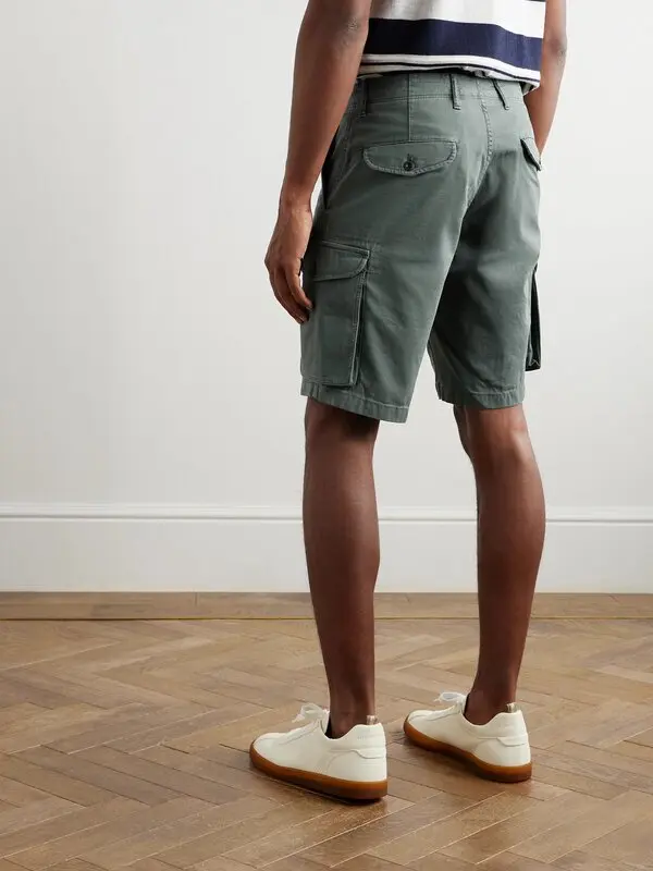 SLOWEAR Straight-leg Textured Cotton-blend Cargo Shorts