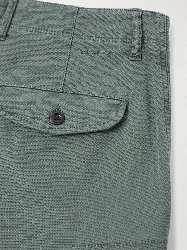 SLOWEAR Straight-leg Textured Cotton-blend Cargo Shorts