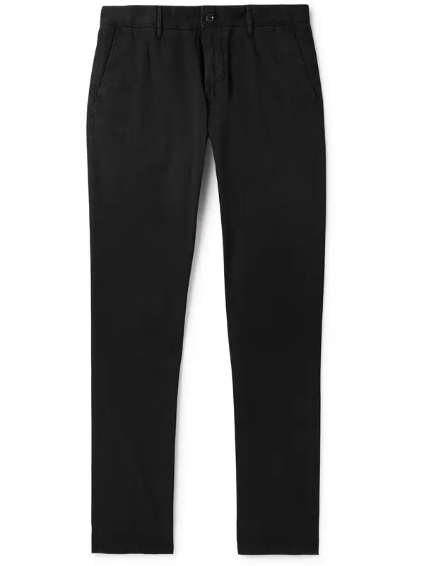 Incotex Slim-fit Panama Stretch-cotton Canvas Trousers - Black