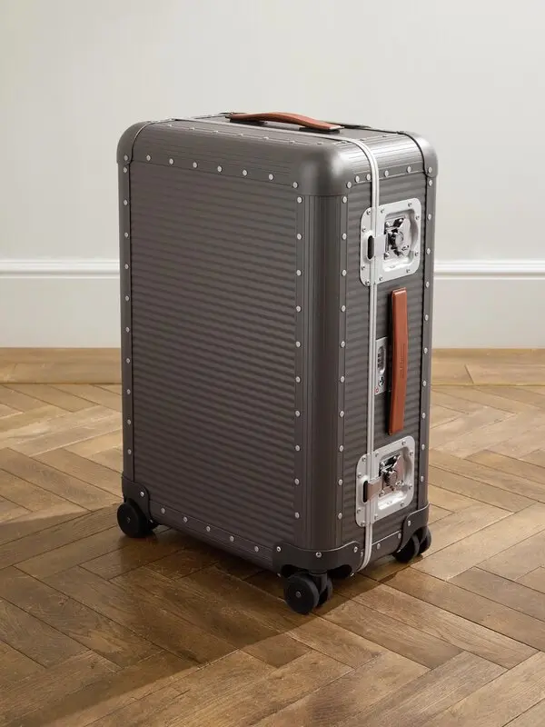 FPM MILANO Bank Spinner 68cm Leather-trimmed Aluminium Suitcase - Gray