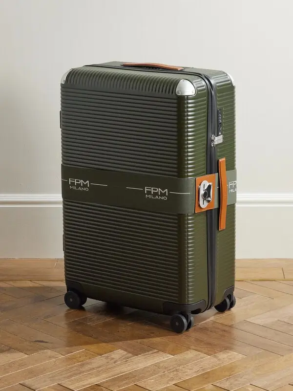 FPM MILANO Bank Zip Deluxe 76cm Leather-trimmed Polycarbonate Spinner Suitcase - Green