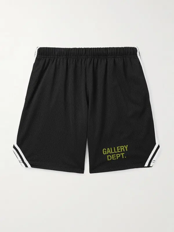 GALLERY DEPT. Venice Court Wide-leg Logo-print Webbing-trimmed Mesh Shorts - Black