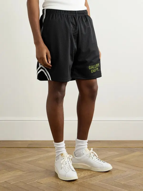 GALLERY DEPT. Venice Court Wide-leg Logo-print Webbing-trimmed Mesh Shorts - Black