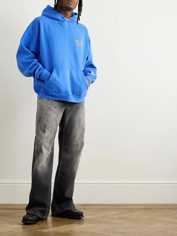 GALLERY DEPT. 90's Oversized Logo-print Hoodie - Blue