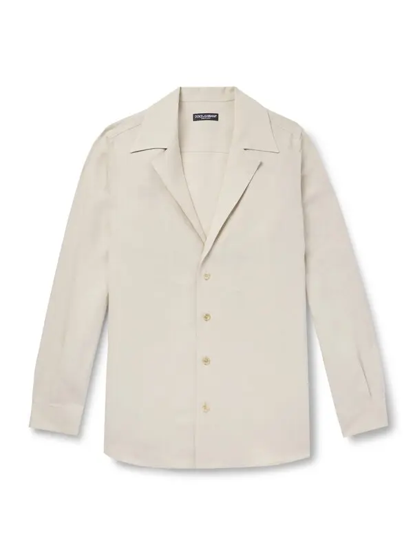 Dolce & Gabbana Camp-collar Linen Shirt - Neutrals
