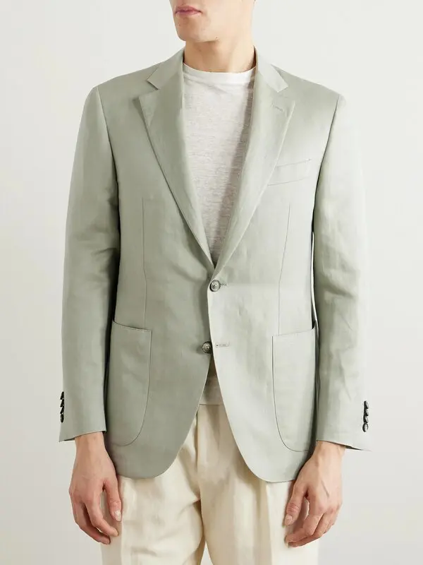 Canali Kei Unstructured Linen And Silk-blend Blazer