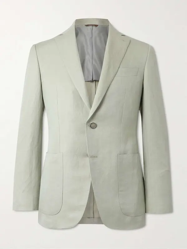Canali Kei Unstructured Linen And Silk-blend Blazer