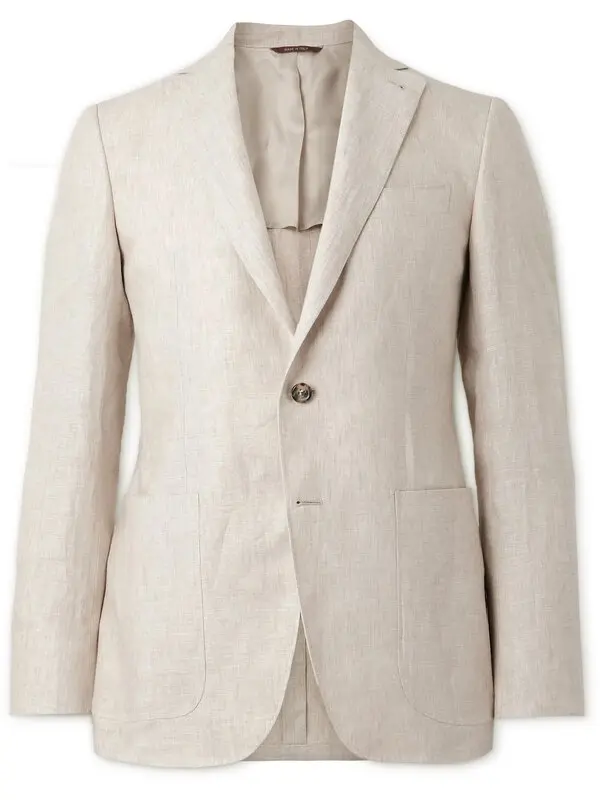 Canali Kei Linen Suit Jacket - Neutrals