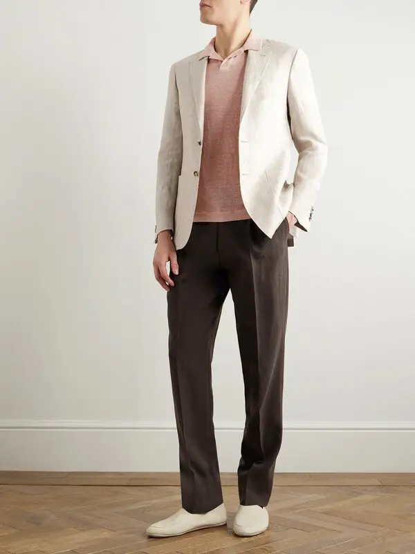 Canali Kei Linen Suit Jacket - Neutrals