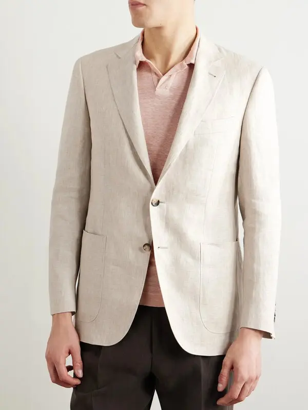 Canali Kei Linen Suit Jacket - Neutrals