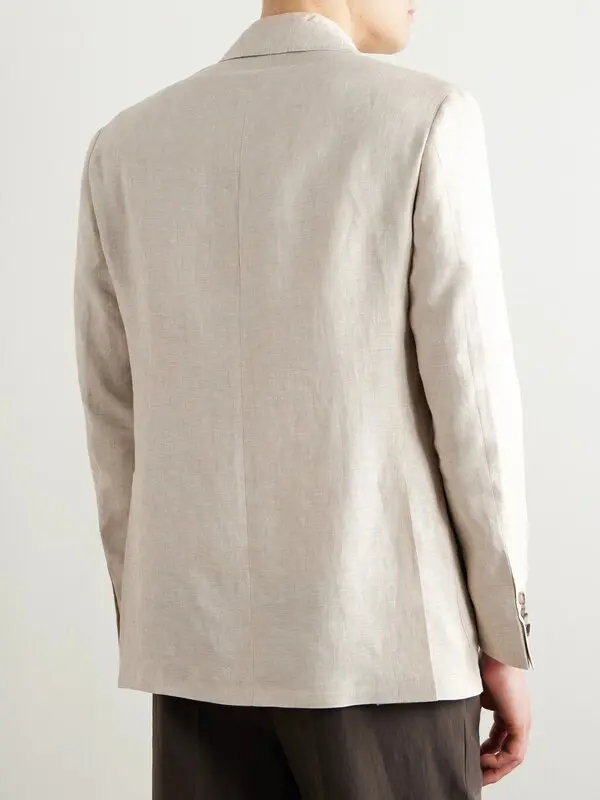 Canali Kei Linen Suit Jacket - Neutrals
