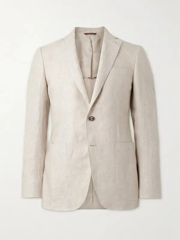 Canali Kei Linen Suit Jacket - Neutrals