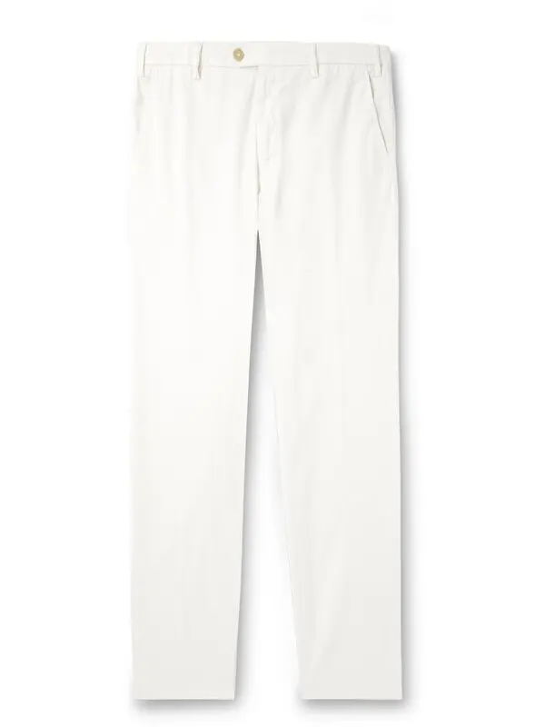 Canali Slim-fit Straight-leg Garment-dyed Stretch Lyocell And Cotton-blend Twill Chinos - White
